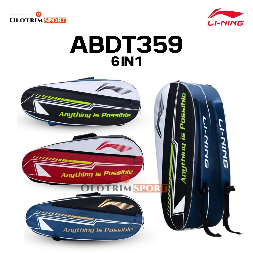 LINING ABDT359 กระเป๋าแบดมินตัน ABDT 359 กระเป๋าเป้สะพายหลังของแท้ 100% ...