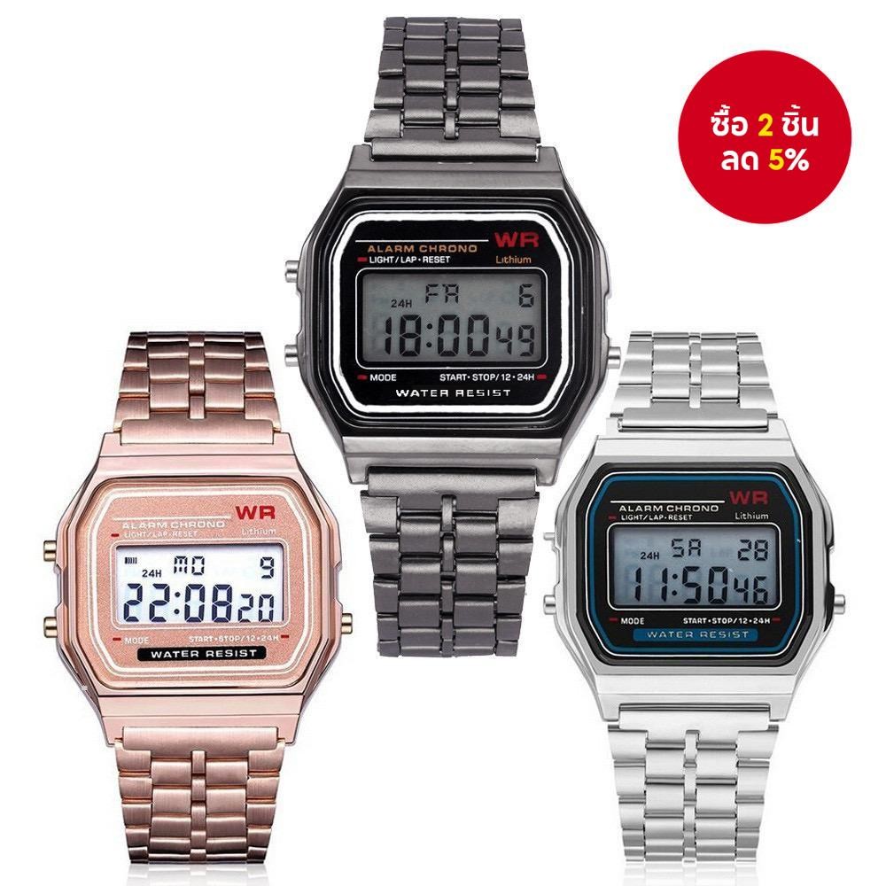 นาฬิกาดิจิตอล LED อินเทรนด์ - WR F91W สายเหล็ก A159 สไตล์ฮาราจูกุอเนกประสงค์แฟชั่น | Shopee Thailand