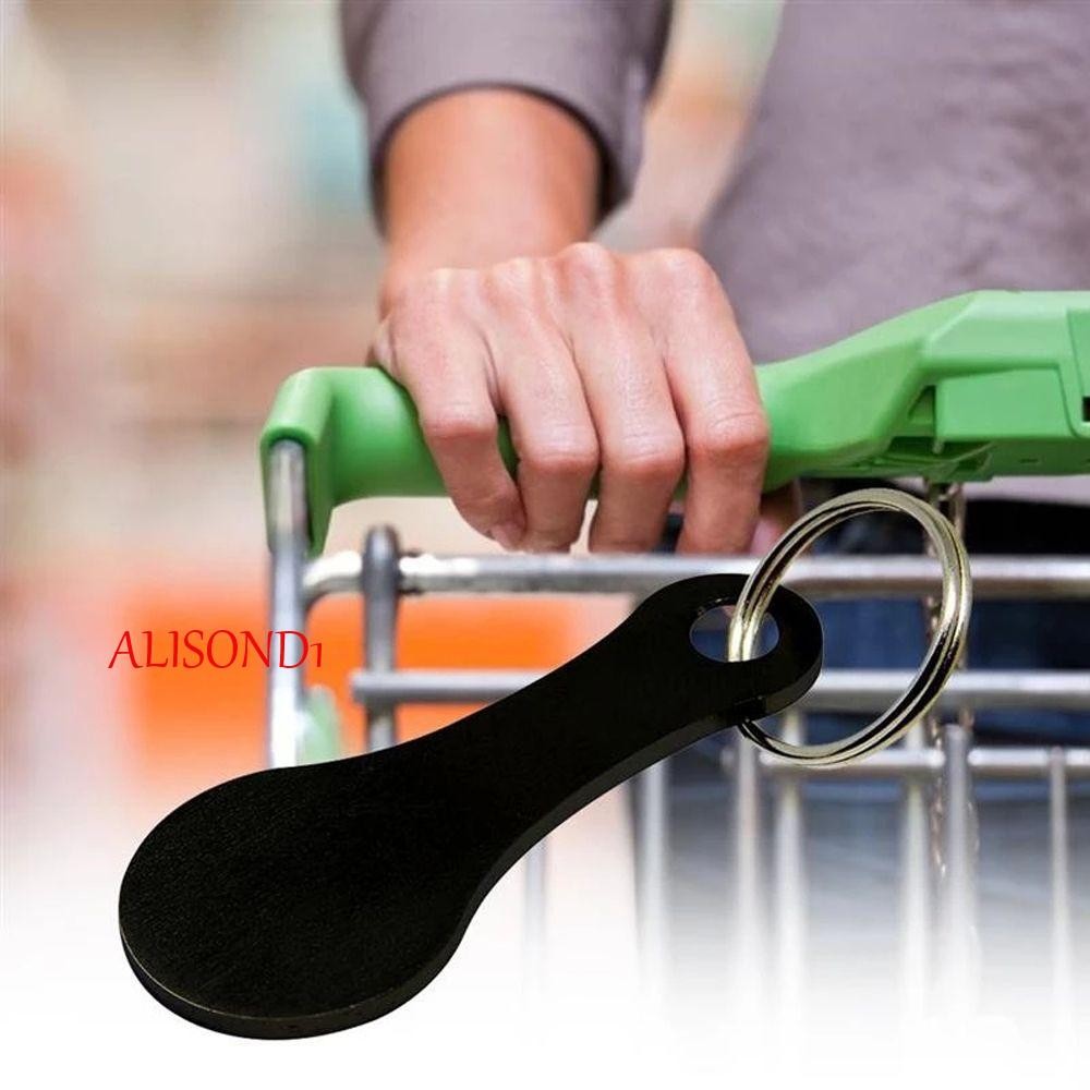 ALISOND1 รถเข็นช้อปปิ้ง Token Silver Black Key Ring ตกแต่ง Key Hook ตก ...