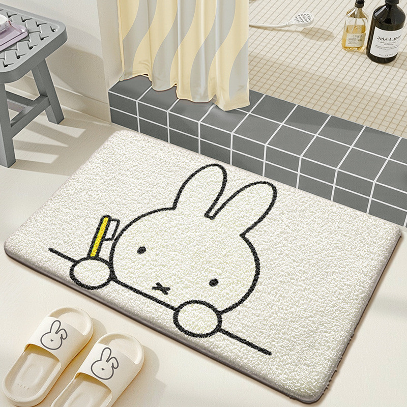 Miffy Simple พรมปูพื้นห้องน้ํา Strong Absorbent Foot Mat หนา Flocking ...