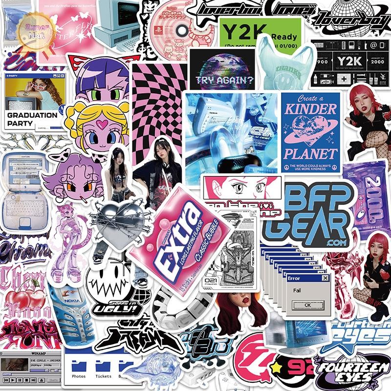FLTH 53PCS Y2K สาว VSCO 90s Harajuku สไตล์ Vintage สติกเกอร์น่ารัก ...