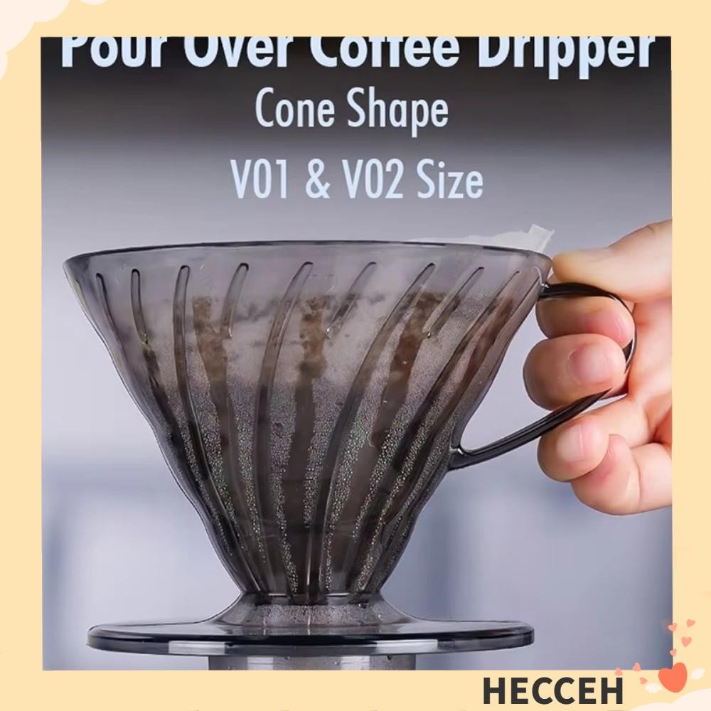 HECCEH Coffee Hand Dripper รูปทรง V 60 1-4Cups ถ้วยกรองกาแฟ ทนทาน 01/02 ...