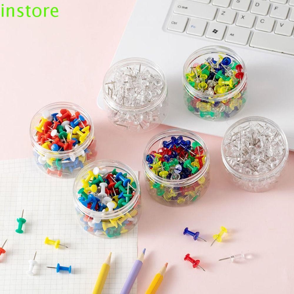 INSTORE 100PCS Pushpin Thumbtack,ปุ่มพลาสติก Pins Board Tacks Push Pins ...