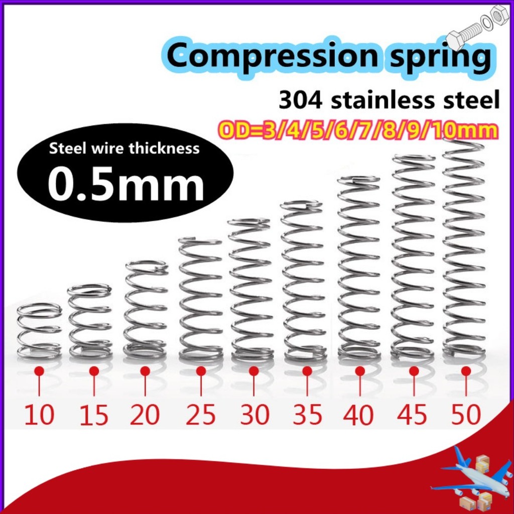 304 สปริงบีบสแตนเลส d0.5mm * เส้นผ่านศูนย์กลางภายนอก: 3-10mm ความยาว:5 ...