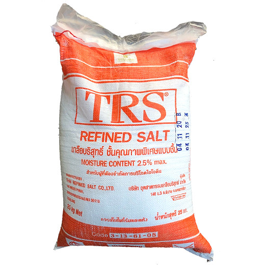 เกลือบริสุทธิ์ TRS 97.5% Refined Salt กระสอบละ 25kg. เกลือTRS เกลือล้าง ...