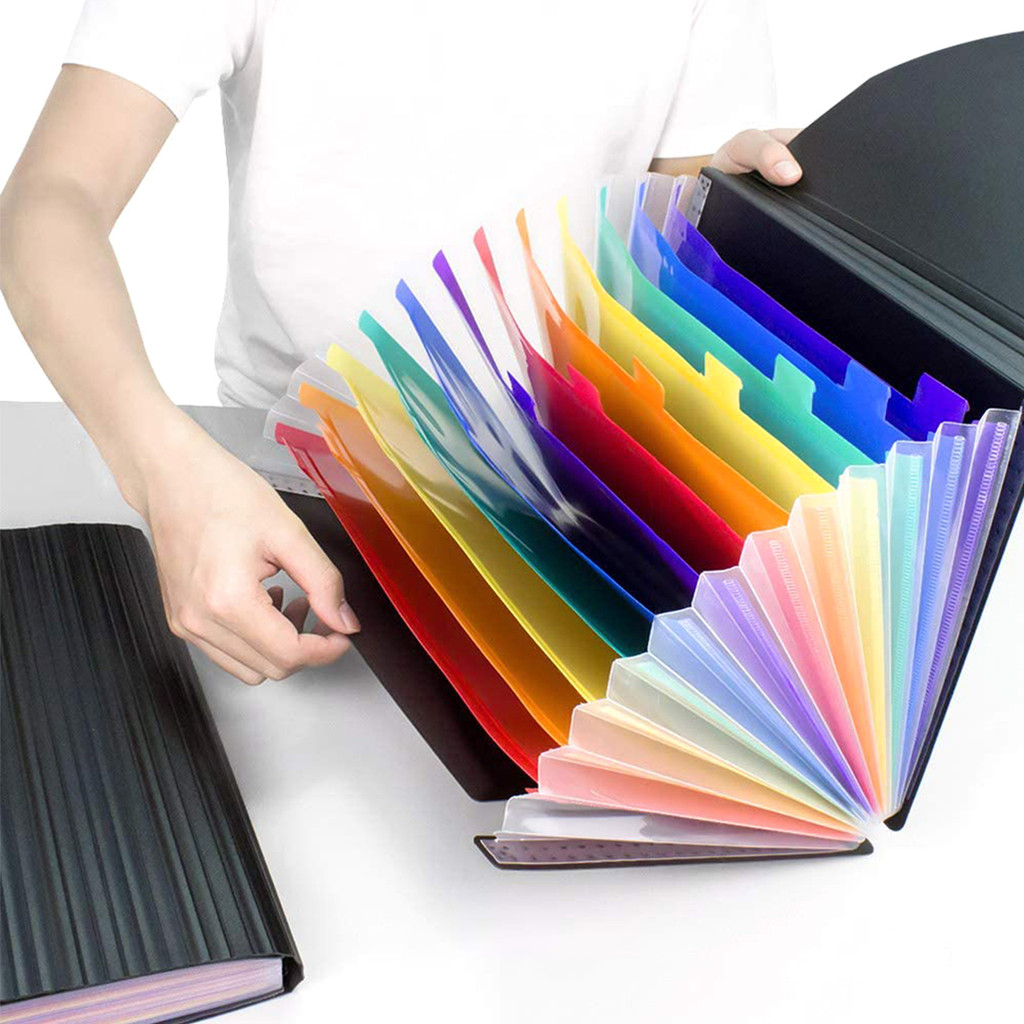 13 Pockets File Organizer A4 Desk ขยายโฟลเดอร์สี/โปร่งใสป้ายกระเป๋า ...
