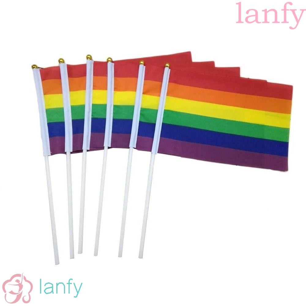LANFY 10 ชิ้น Rainbow Flags, LGBT Rainbow Rainbow Hand Flag, Fade ทน ...