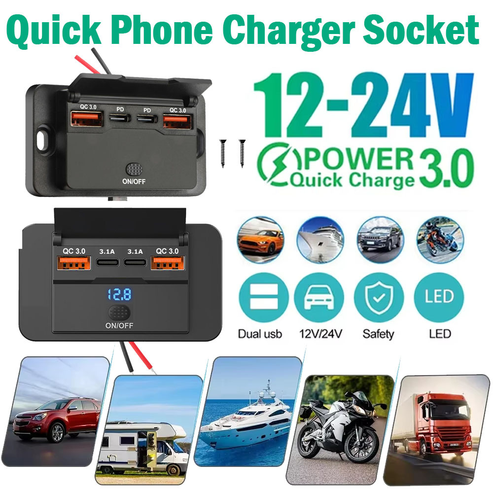 96W Dual PD Dual QC3.0/Dial 3.1A Type C USB Quick Charger 3.0 พร้อม ...