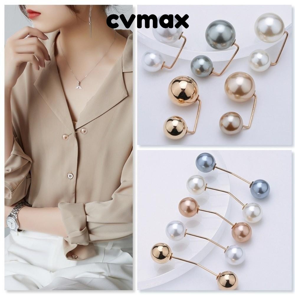 CVMAX 3/6/8PCS เข็มกลัดมุก, คลิปคอปรับได้ลื่นความปลอดภัย Pins, แฟชั่นคู่หัว Pin อเนกประสงค์ DIY ...