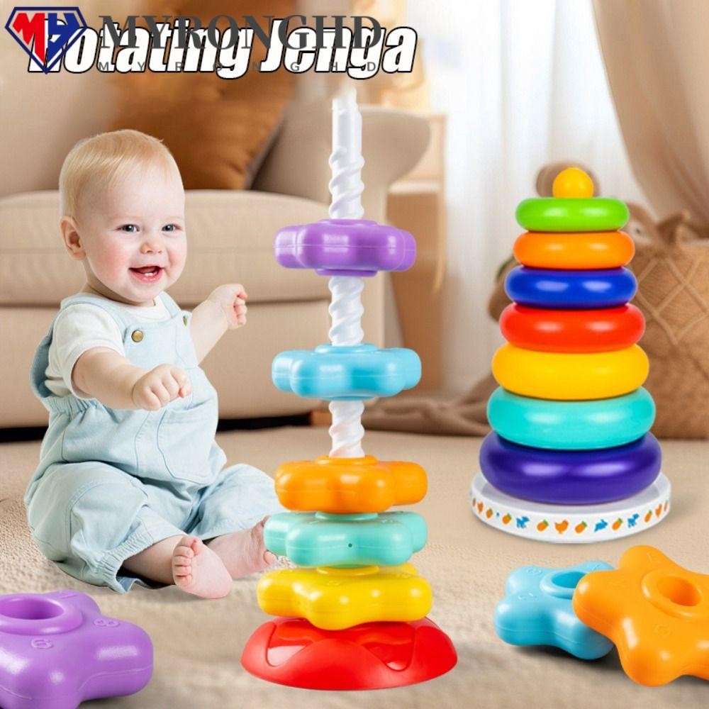 MYRONGHD Rainbow Spinning Tower, Ring Tower Early Educational Toys Baby ...