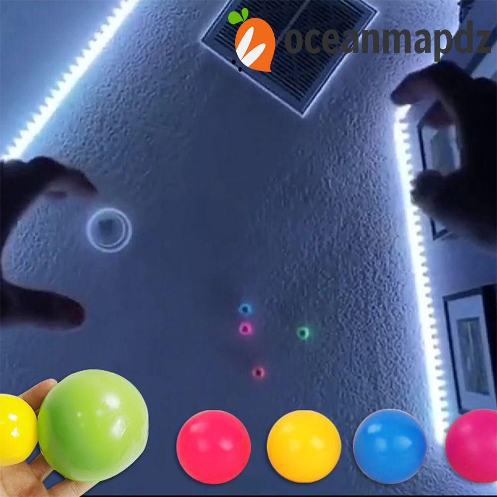 OCEANMAPDZ Decompression ของเล่นคุณภาพสูง TPR ความเครียดบรรเทาเรืองแสง Sticky Ball สูง Bounce 4. ...