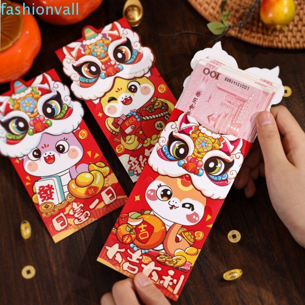 FASHIONVALL 6 ชิ้น Best Wishes Red Packet, Chinese Year Money Pouch ...