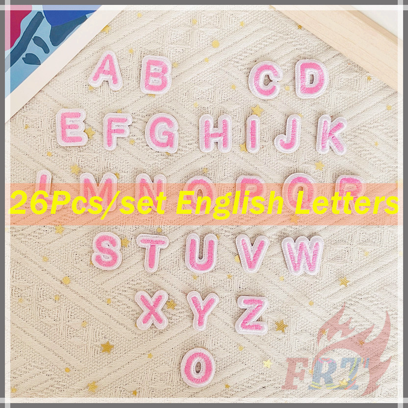 แพทช์สติ๊กเกอร์มีกาวในตัว สีชมพู แบบ-mini Arial English Letters สำหรับ ...