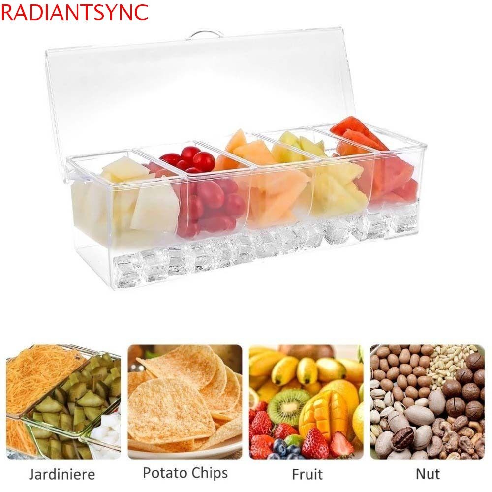 RADIANTSYNC 5 ช่องชามเสิร์ฟ, Clear Dispenser Organizer Chilled เครื่องปรุงรส Server ถาด, สลัด ...