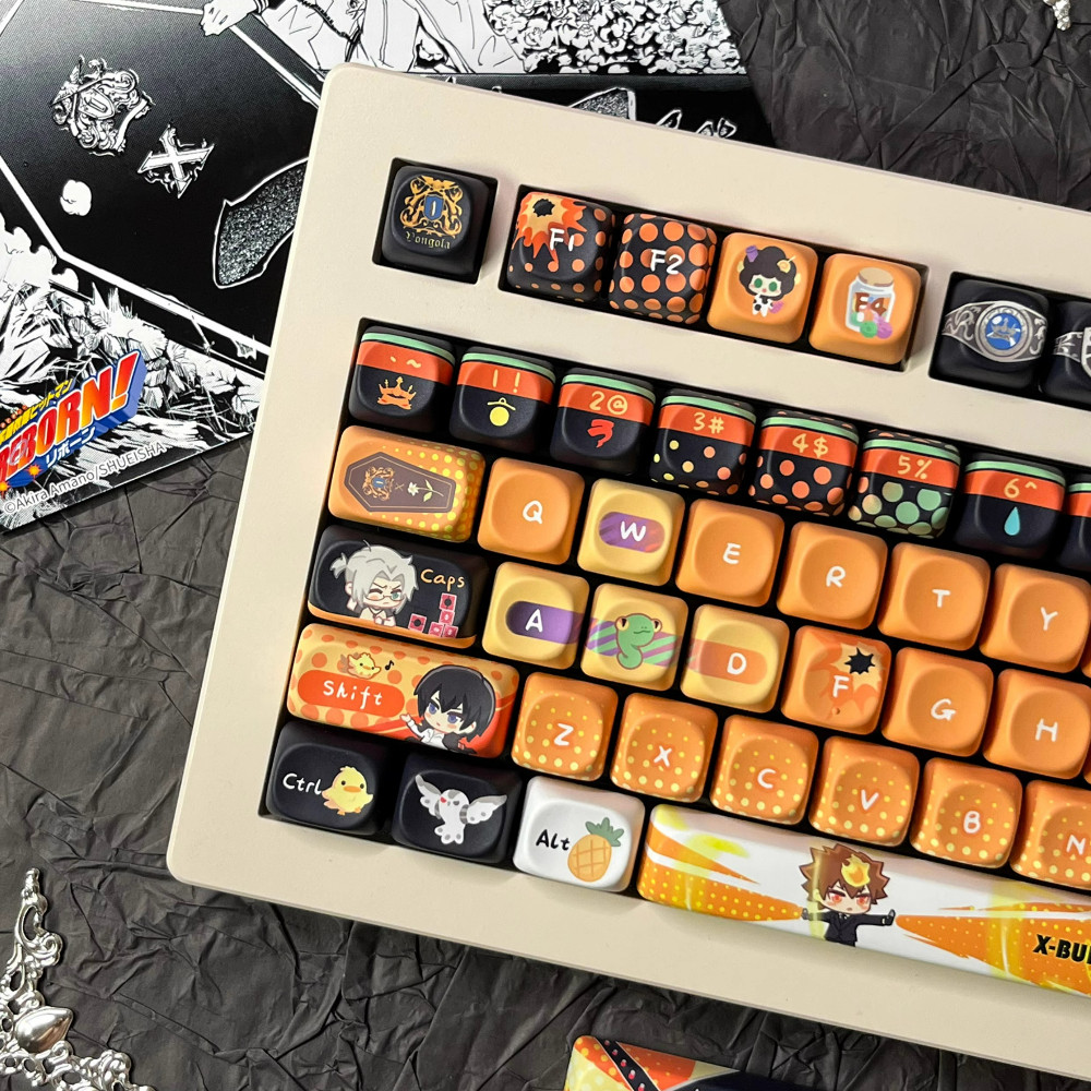 HITMAN REBORN Keycaps 142 คีย์ MOA/เชอร์รี่โปรไฟล์ PBT Dye Sublimation ...