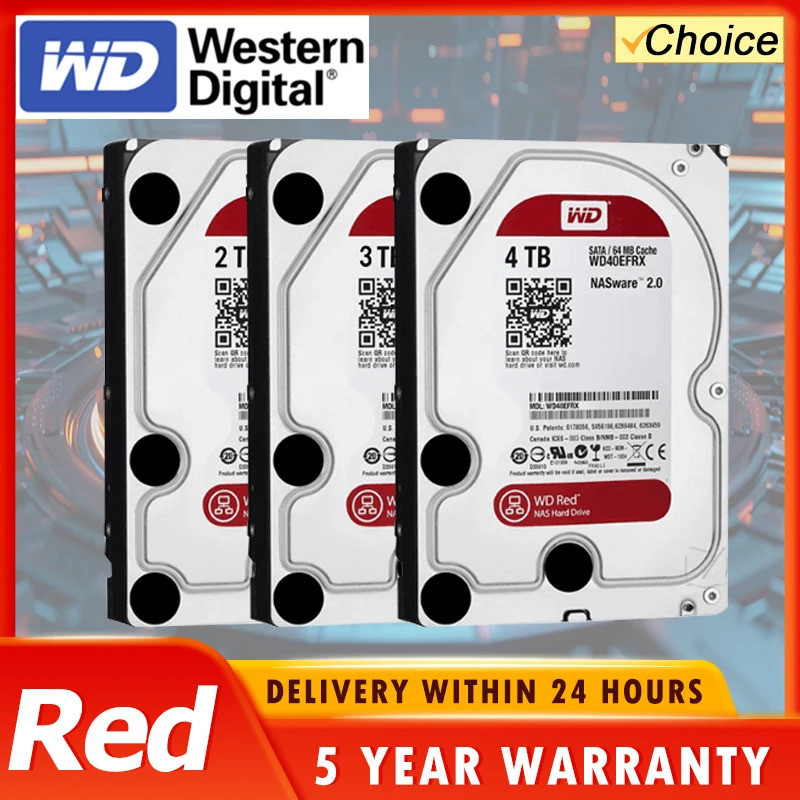 Western Digital WD 4TB 2TB 3TB 6TB สีแดง NAS ฮาร์ดดิสก์ไดรฟ์ 3.5 "ฮาร์ด ...
