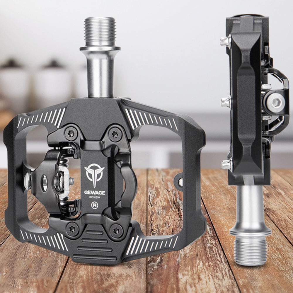 Gewage Bike Pedal SPD Mountain Clipless Pedals อลูมิเนียมโลหะผสมแพลตฟอร์มคู่สำหรับถนน MTB ...