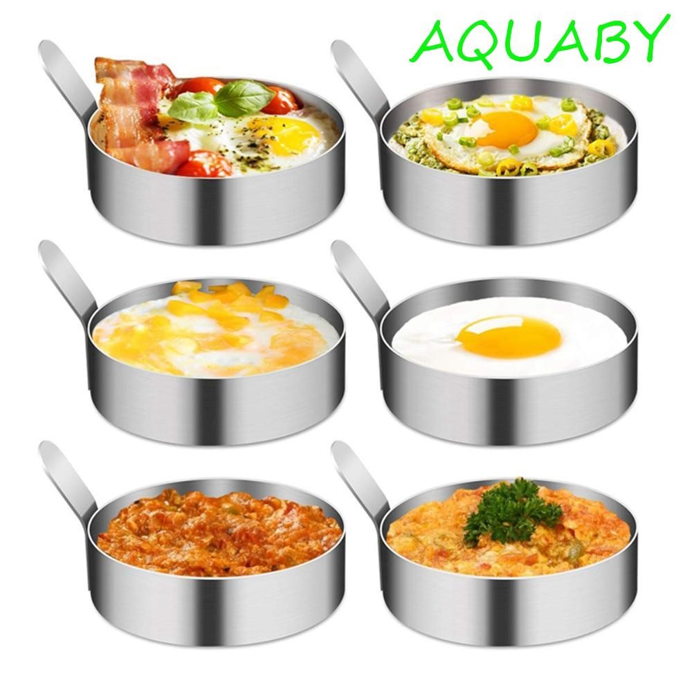AQUABY แหวนไข่ Nonstick 2 ชิ้นพร้อมที่จับ Round Baking Pancake Shaper | Shopee Thailand