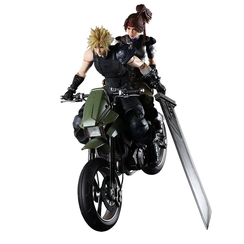 Final Fantasy VII Remake PLAY ARTS Kai Jesse, Cloud & Bike Set PVC Painted Movable Figure ...