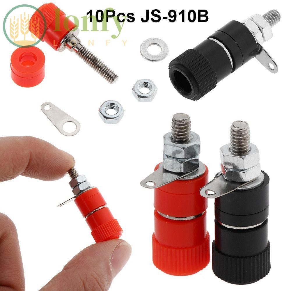 LONFY 10 ชิ้นขั้วต่อสายไฟ, หญิง JS-910B JS-919 ปลั๊กกล้วย, ทนทานสีดําสีแดง Binding โพสต์ 4 ...