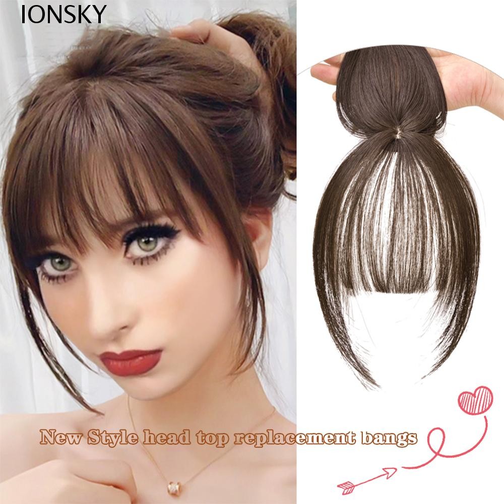 IONSKY 3D Air Bangs หน้าม้าปลอมสังเคราะห์เนื้ออุณหภูมิสูง ดูธรรมชาติไร้ ...