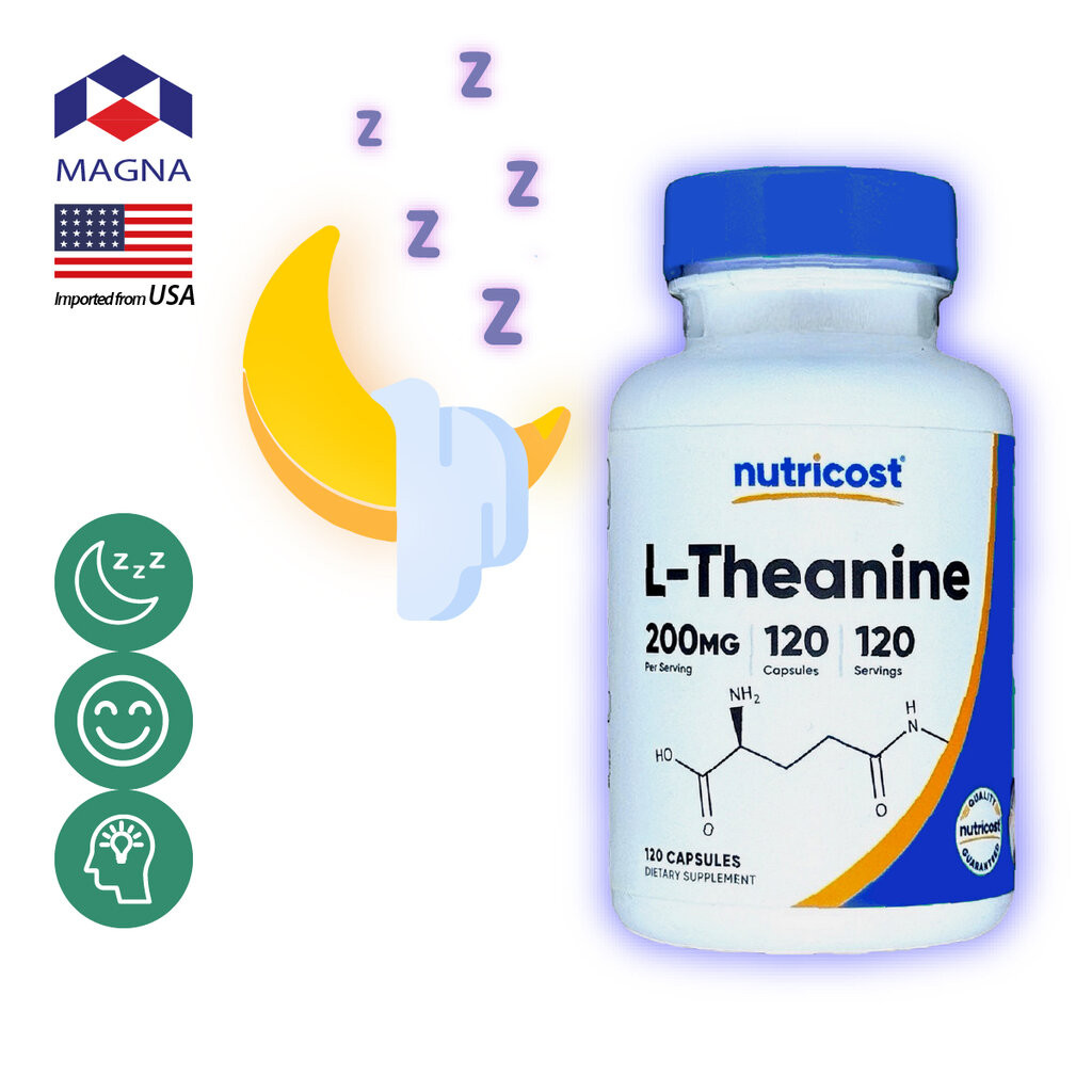 นูทรีคอสท์ แอล-ธีอะนีน 200 mg แคปซูล Nutricost L-Theanine /กินร่วมกับ ...