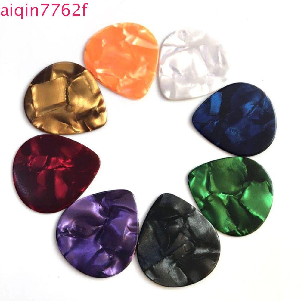 AIQINF 10 ชิ้นกีตาร์ Plectrum สามเหลี่ยมกีตาร์สีสันสดใส Celluloid Picks กีตาร์อะคูสติก Mediator ...