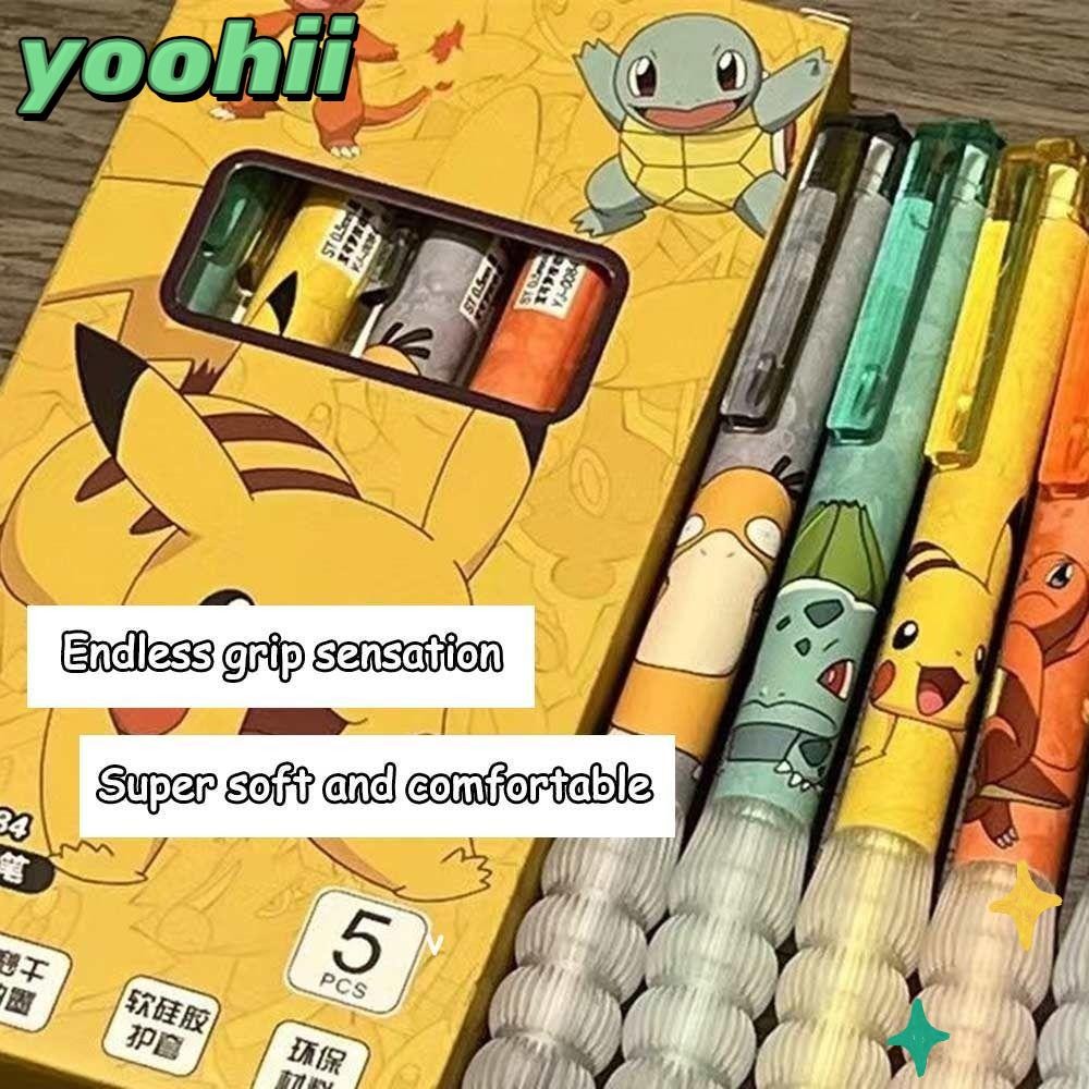 YOOHII 5 ชิ้น Pikachu Neutral ปากกา, Decompression การ์ตูน Sanrio กดปาก ...