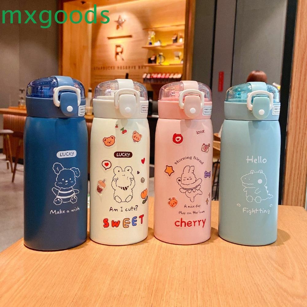 MXGOODS กระติกน้ําเก็บความร้อน, กระติกน้ําเก็บความร้อนแบบฟางขนาด 350 มล./500 มล., การ์ตูน ...