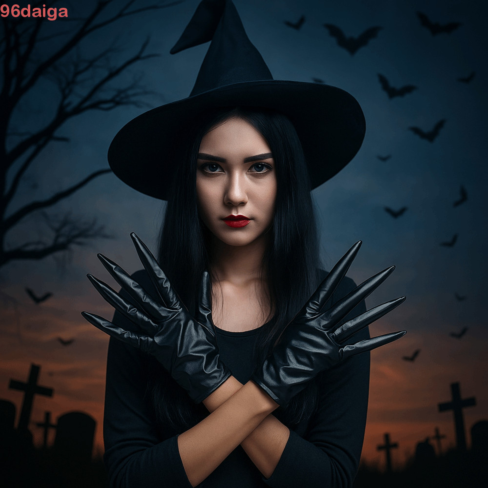 DAIGA Ghost Claw Mittens - ถุงมือPUสีดำสำหรับHalloweenและCosplay ...