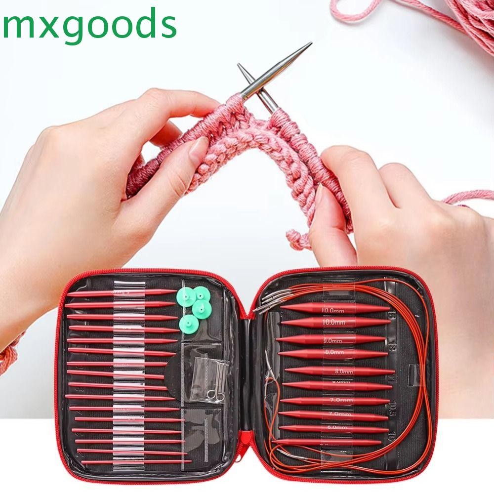 MXGOODS ชุดเข็มแหวน,ทําด้วยมือที่ถอดออกได้เข็มถักชุด,มัลติฟังก์ชั่เรียบ ทําเอง เข็มวงกลมเข็มถัก ...