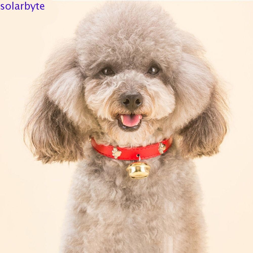 SOLARBYTE Cat Paw พิมพ์ Bell Collar,ปรับแหวนคอสุนัข,สุนัข Gold Bell Chain PU พร้อม Bell สร้อยคอ ...