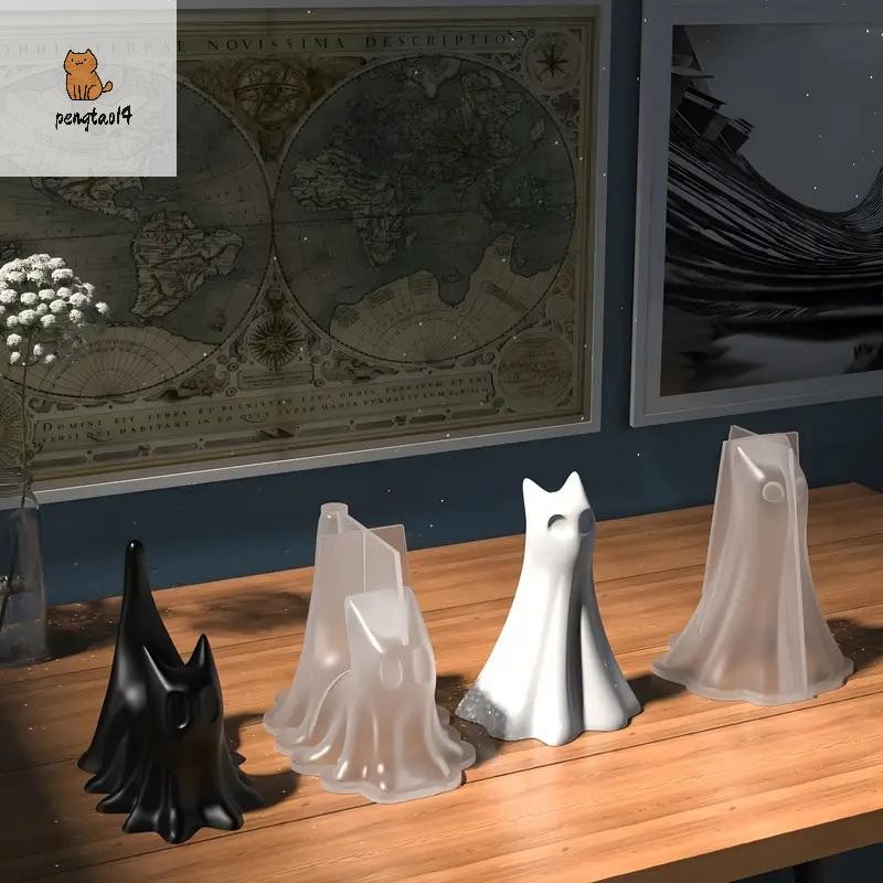 Pengatao14 ฮาโลวีน Ghost Cat Figurine แม่พิมพ์ซิลิโคน DIY เทียน ...