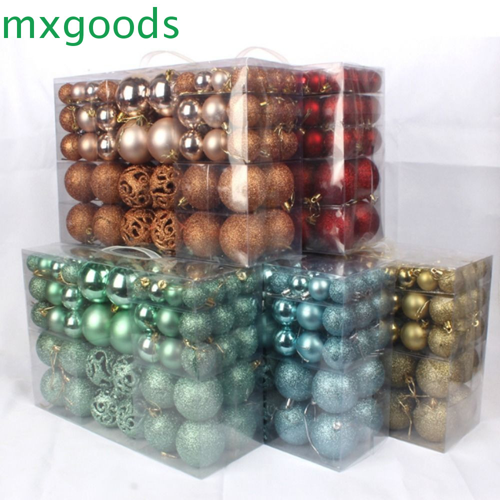 MXGOODS 100 ชิ้น/กล่อง Xmas Tree ตกแต่ง Ball,หลายสีพลาสติกชุดคริสต์มาส,จี้ต้นคริสต์มาส Matte ...