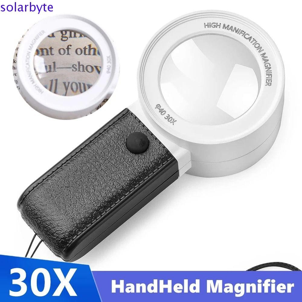 SOLARBYTE แว่นขยายมือถือ,พร้อมไฟ LED 4 แว่นตา 30X แว่นขยาย, Professional Double Llayer HD เลนส์ ...