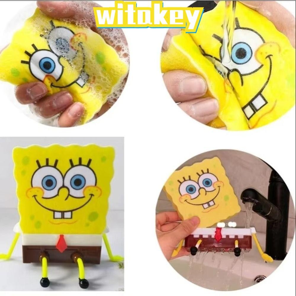 WITAKEY SpongeBob แปรงล้างจาน,การ์ตูนฟองน้ําสะอาด SpongeBob Draining ...