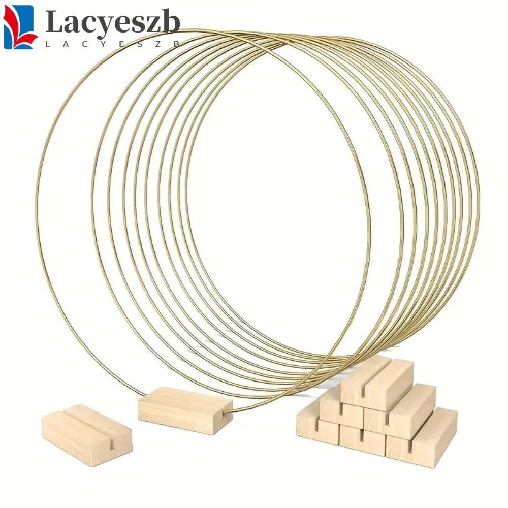 LACYESZB ทองโลหะดอกไม้ Hoops, ฐานไม้เหล็กรอบแหวน, Garland Hoop ตกแต่ง ...