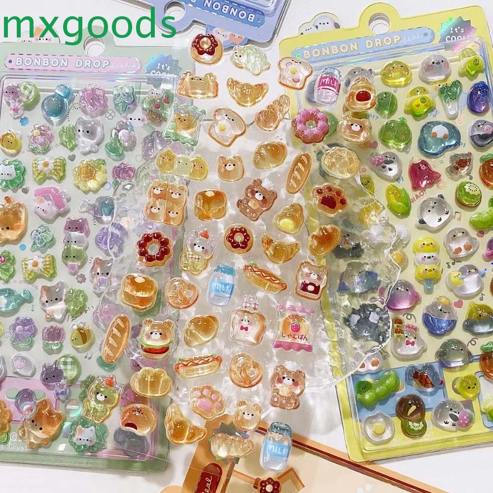 MXGOODS 3D ตกแต่งสติกเกอร์, Kawaii น่ารัก Candy สัตว์ Drop สติกเกอร์,การ์ตูนอัลบั้มไดอารี่ความ ...