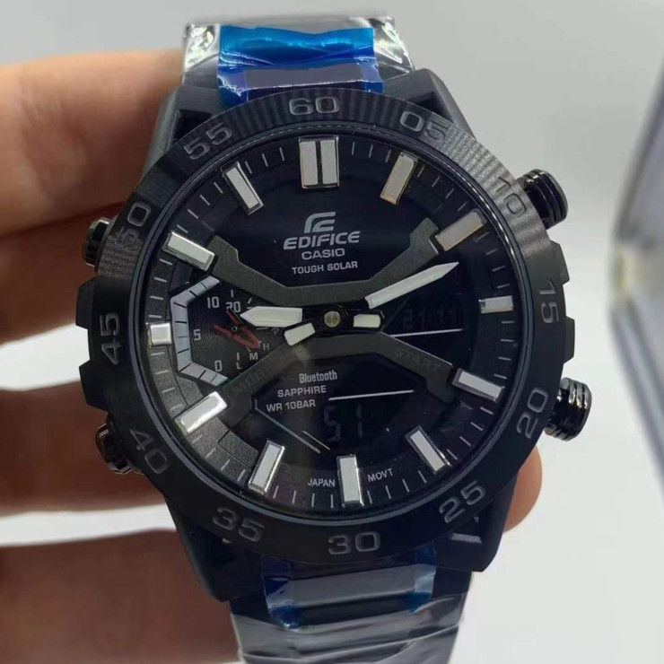 EDIFICE ECB-2000 นาฬิกาแฟชั่นผู้ชายสีดําเหล็กแฟชั่นอุปกรณ์เสริมสายเหล็ก ...
