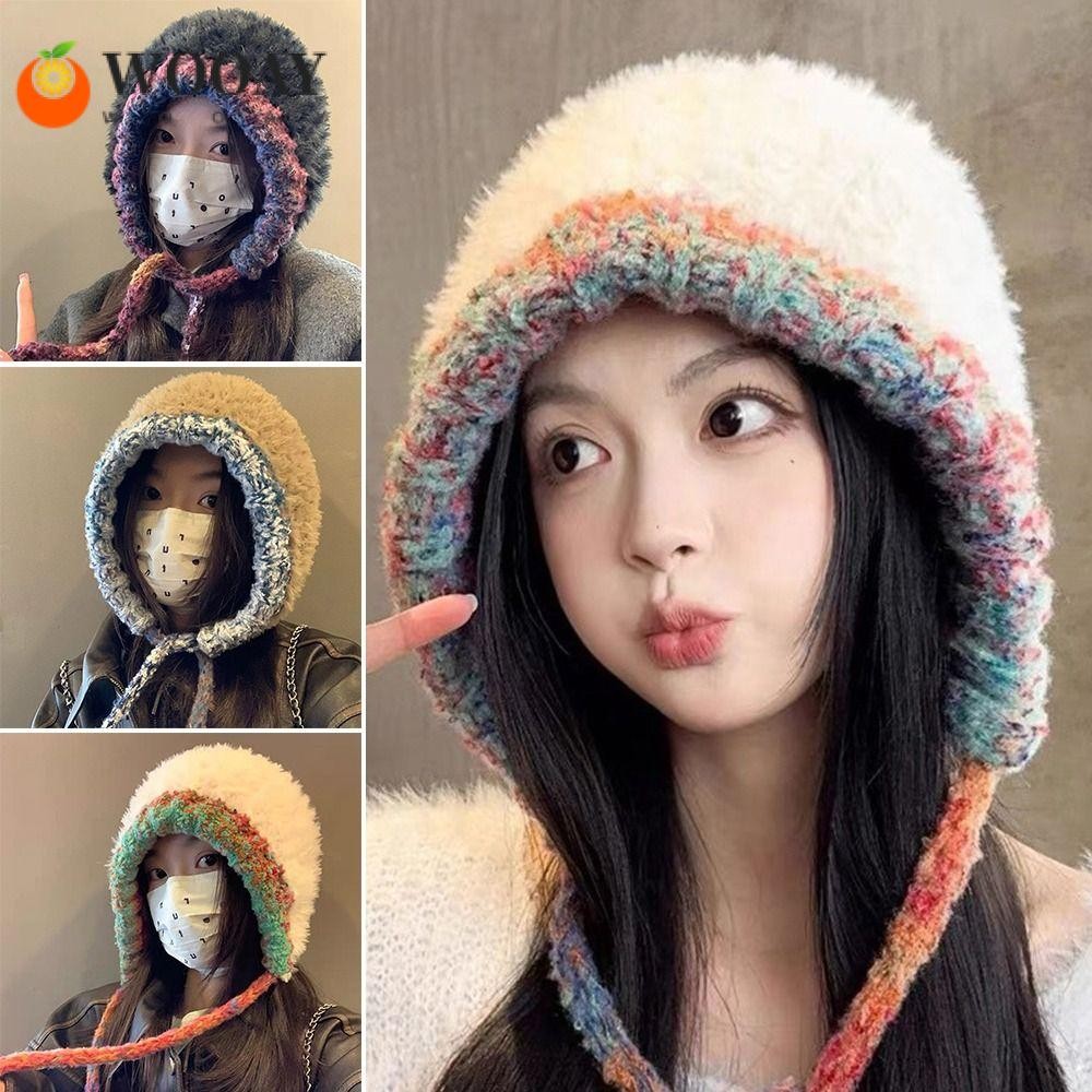 หมวกสวมหัวแบบถักดีไซน์หนาและอบอุ่น ป้องกันลม chill-proof สำหรับฤดูใบไม้ ...