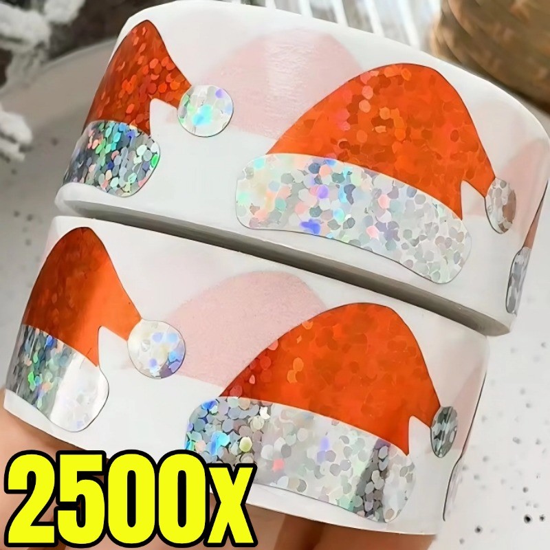 Cozy Christmas Santa Red Hat Stickers - ประณีต Xmas Glitter Self กาวปิด ...