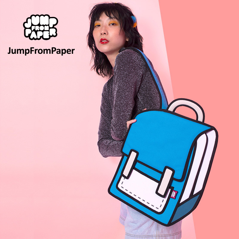 Jump from Paper Air Blue Backpack Female Junior High School Student ...
