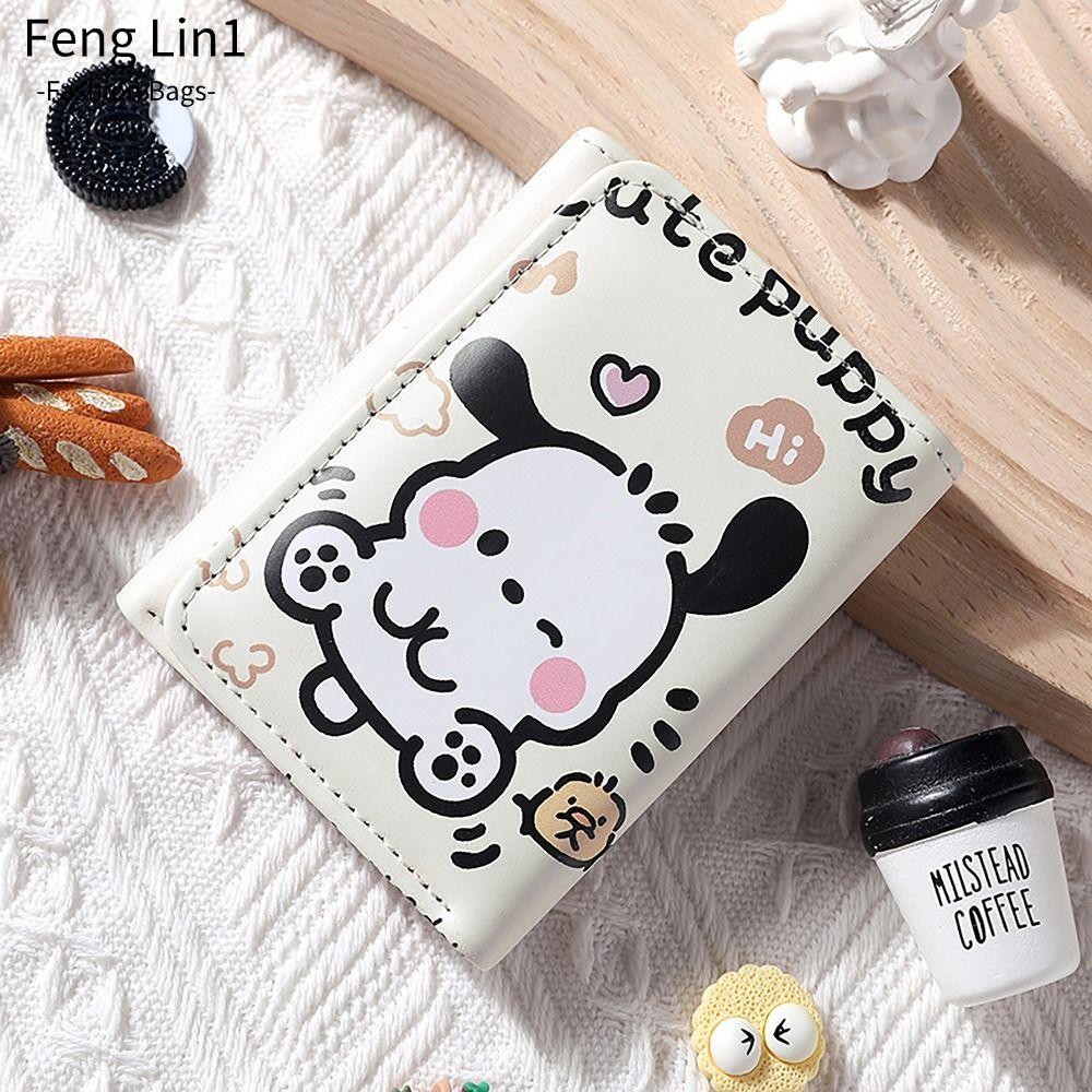 FLIN กระเป๋าสตางค์สไตล์ Holoder และ SANRIO, ดีไซน์พับได้ 3 ครั้ง, หนัง PU, สำหรับนักเรียนหญิง ...