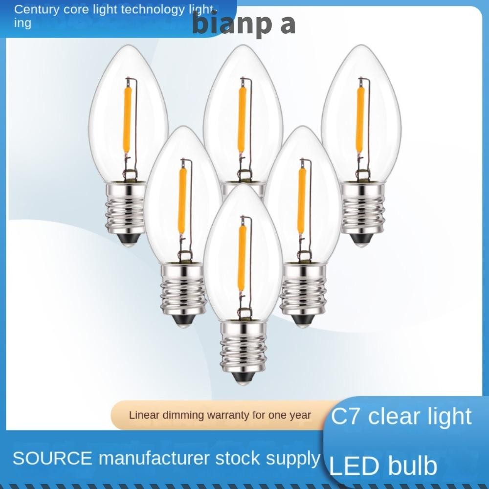 หลอดไฟ LED BIANPA, หลอดไฟคริสตัลสีขาวอบอุ่น 0.5W 1W, เทียนไส้ร้อน E12 E14 หลอดไฟเทียน 6000K แสง ...