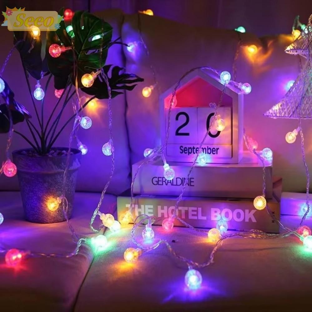 SEEO ไฟ LED String, แบตเตอรี่ AA ขับเคลื่อนไฟลูกบอลคริสตัล 1.5 ม., ไฟ ...