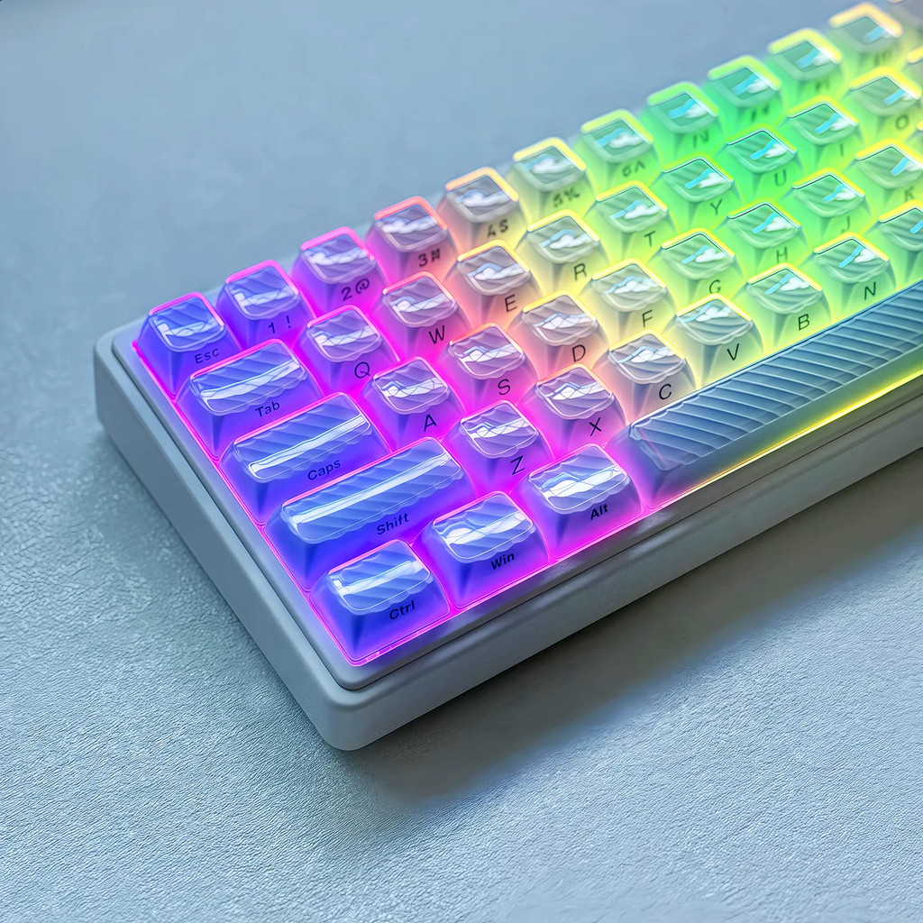 Blue Magic Wave ด้านข้างพิมพ์คริสตัล Jelly Keycaps หรูหราใสโปร่งแสง ...