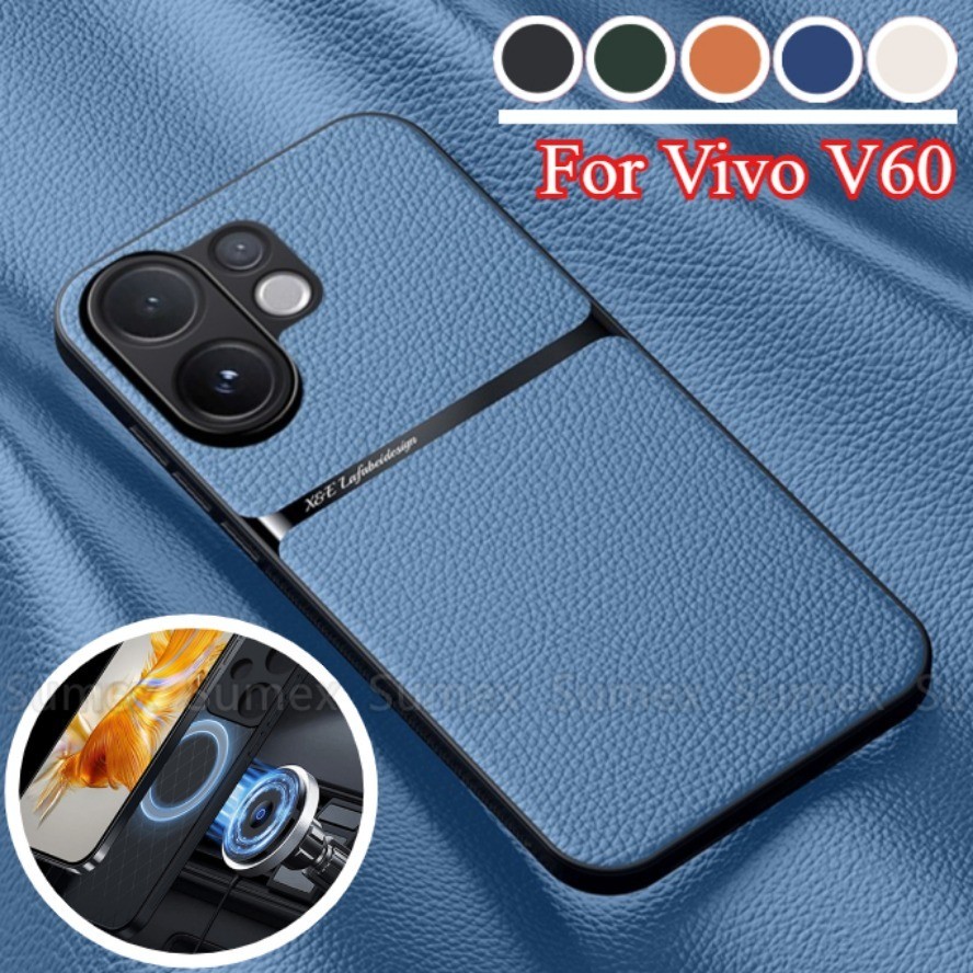 หนังหรูหราผู้ถือรถแม่เหล็กสําหรับVivo V60 V2511 5Gเคสโทรศัพท์กันกระแทก ...