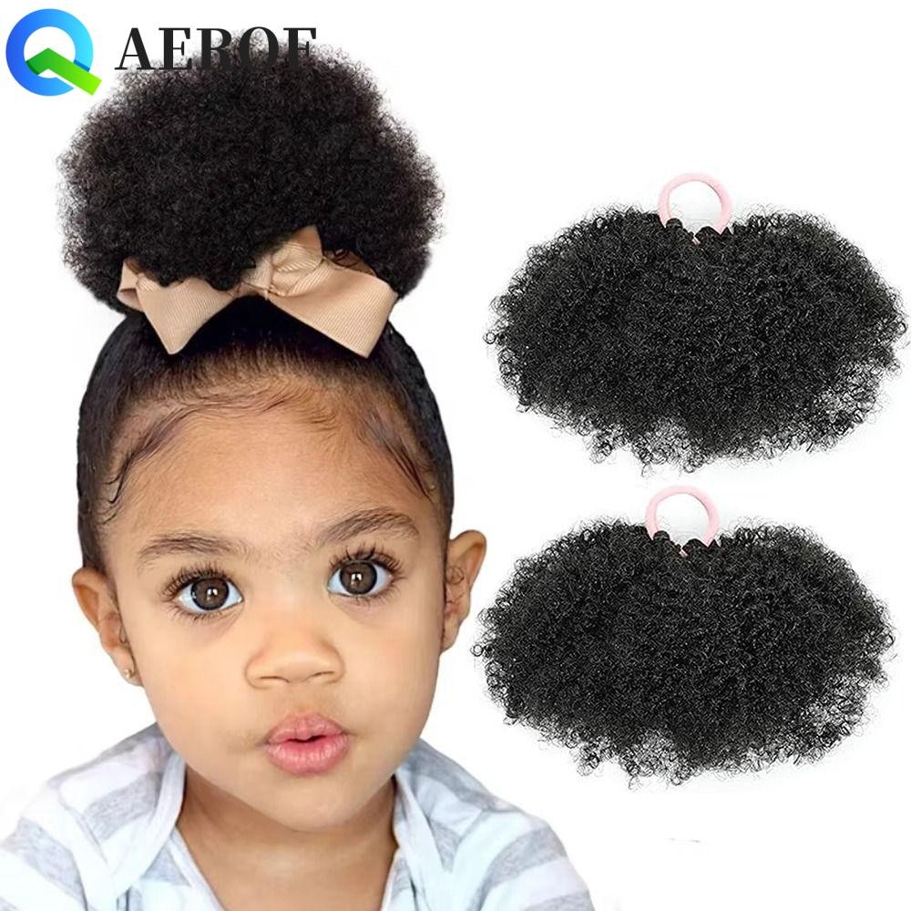 Afropuff Hair Puf Set ขนาดเล็ก พร้อมหางม้า.Drawstring ยืดหยุ่นสีดำ เพอร ...