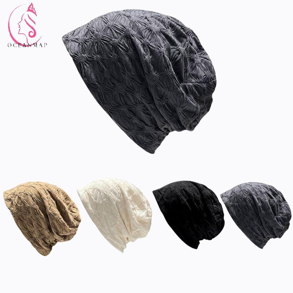OCEANMAP Night Sleep Cap, Nightcap Hair Care Beanie หมวก, Big Head ...