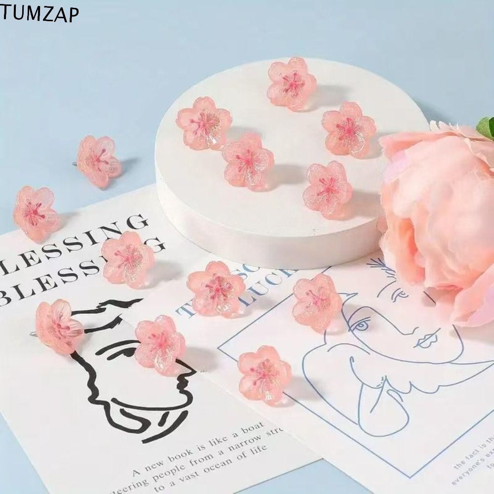 TUMZAP 10/20/30 ชิ้น Sakura Pushpins, Creative DIY Board Push Pin, ตกแต่งบ้านน่ารัก 3D พร้อม ...